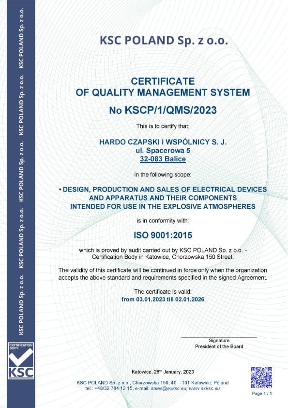 HARDO QUALITY ASSURANCE SYSTEMS - QAN/QAR/ISO - HARDO